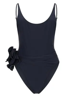 Magda Butrym One-piece Swimsuit With Flower Applique - Blue