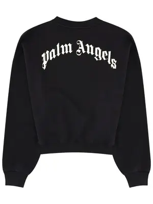 Palm Angels Cropped Logo Sweatshirt - Black