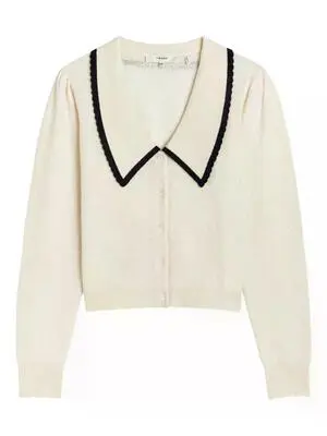 FRAME Scalloped Collar Cardigan - Neutrals