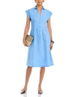 AREA STARS Tia Button Front Shirt Dress - Light Blue