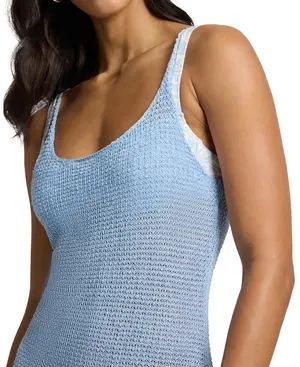 Onia Textured Linen Scoop Neck Maxi Dress - Sky