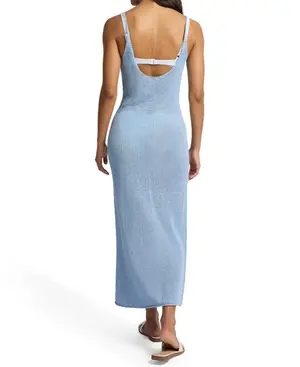 Onia Textured Linen Scoop Neck Maxi Dress - Sky