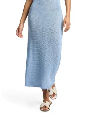 Onia Textured Linen Scoop Neck Maxi Dress - Sky