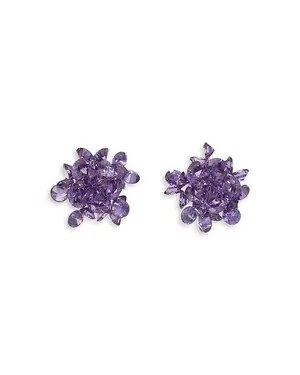 ROXANNE ASSOULIN Cubic Cluster Clip-on Earrings - Grape