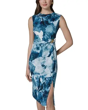 Donna Karan New York Printed Gathered Waist Midi Dress