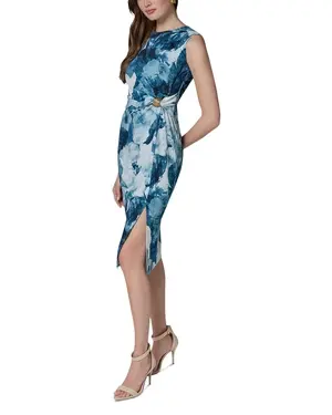 Donna Karan New York Printed Gathered Waist Midi Dress