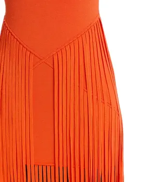 TOCCIN Jora Fringe Trim Racer Dress - Flame