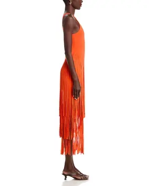TOCCIN Jora Fringe Trim Racer Dress - Flame