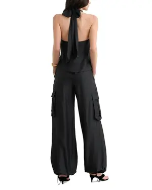 TOCCIN James Mid Rise Wide Leg Cargo Pants - Jet