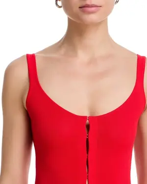 Brandon Maxwell Scoop Neck Bodysuit With Front Zipper