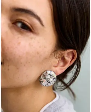 Baublebar Odette Hammered Statement Stud Earrings - Silver