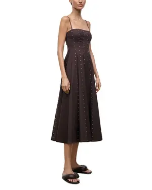 Staud Embellished Cotton Blend Midi Dress - Earth Stud