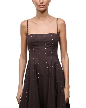 Staud Embellished Cotton Blend Midi Dress - Earth Stud