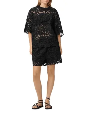ALLSAINTS Amelie Lace Tee - Black