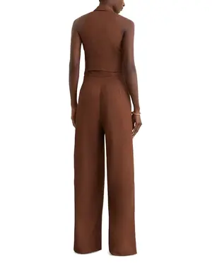 REISS Petite Taya Tie Front Jumpsuit - Rust Orange