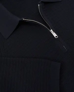 REISS Estate Regular Fit Half Zip Textured Polo Shirt