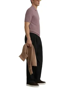 REISS Estate Regular Fit Half Zip Textured Polo Shirt