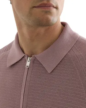 REISS Estate Regular Fit Half Zip Textured Polo Shirt