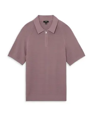 REISS Estate Regular Fit Half Zip Textured Polo Shirt