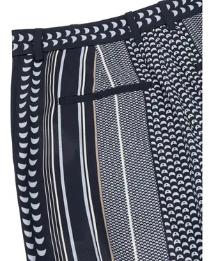 REISS Anna Wide Leg Printed Trousers - Navy