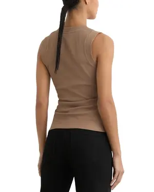 REISS Ruched V-neck Ribbed Top
