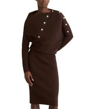 REISS Leana Draped Knit Bodycon Dress