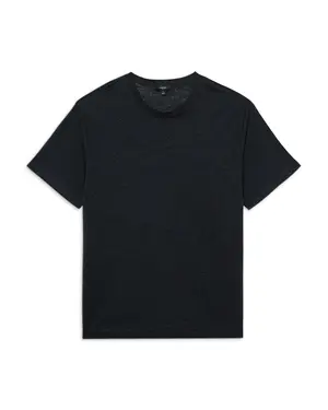 REISS Langley Relaxed Fit Linen T-shirt - Navy