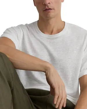 REISS Langley Relaxed Fit Linen T-shirt - White