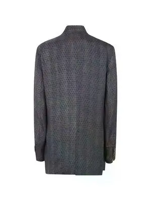 UMA WANG Geometric Pattern Tie-fastening Jacket - Blue