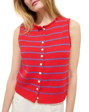 ALEX MILL Striped Sweater Vest - Scarlet/cobalt