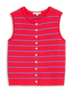 ALEX MILL Striped Sweater Vest - Scarlet/cobalt