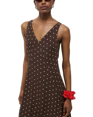 ALEX MILL Flora Dress Polka Dot Midi Dress - Espresso/white