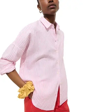 ALEX MILL Jo Linen Shirt - Pink/ivory