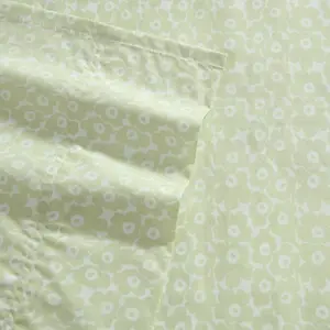 Marimekko Pikkuinen Unikko Cotton Percale 4 Piece Sheet Set, Full - Light Green