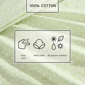 Marimekko Pikkuinen Unikko Cotton Percale 4 Piece Sheet Set, Queen - Light Green