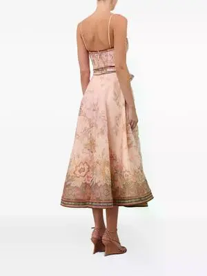 Zimmermann Alchemy Floral Print Sweetheart Neck Midi Dress - Pink