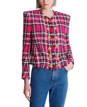 Plaid Cardigan Blazer