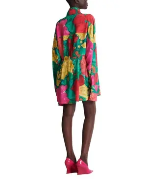Balmain Printed Crepe Shirt Dress