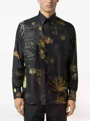 BILLIONAIRE Letter Printed Silk Shirt