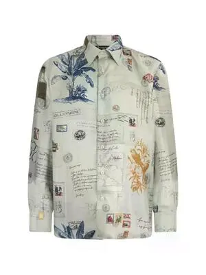 BILLIONAIRE Letter Button-down Silk Shirt