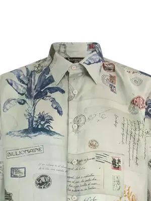 BILLIONAIRE Letter Button-down Silk Shirt