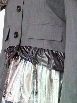Kolor Cropped Jacket With Ruffled Striped Sleeves