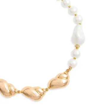 SELF-PORTRAIT Shell And Faux Pearl Necklace