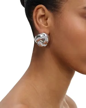 SELF-PORTRAIT Knot Oversized Stud Earrings - Silver