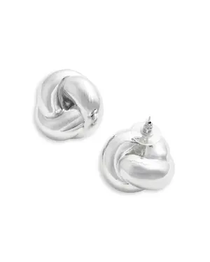 SELF-PORTRAIT Knot Oversized Stud Earrings - Silver