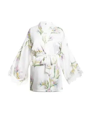 IN BLOOM BY JONQUIL Lace Cuff Wrap Robe - Ivory