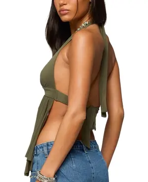 EDIKTED Halter Neck Split Front Top