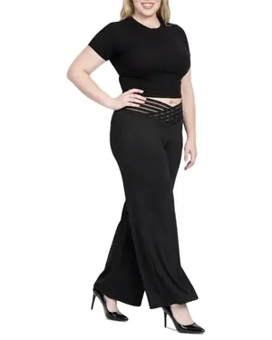 STANDARDS & PRACTICES Plus Mesh V Waistband Palazzo Pants