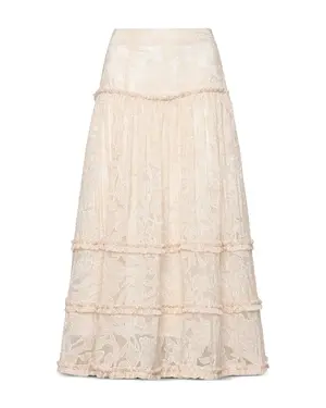 Cinq À Sept Suki Tiered Brocade Skirt - Khaki Multi