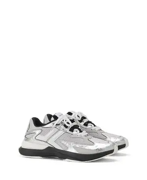 LANVIN Jla Sneakers In Crinkled Metallic Leather - Silver Metallic